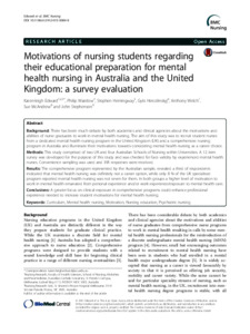 Motivations of nursing students regarding their educational preparation for mental health ...